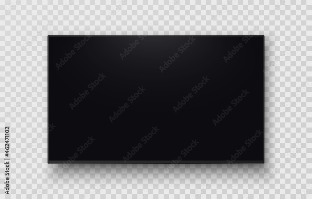 Realistic modern TV screen with shadow on transparent background ...