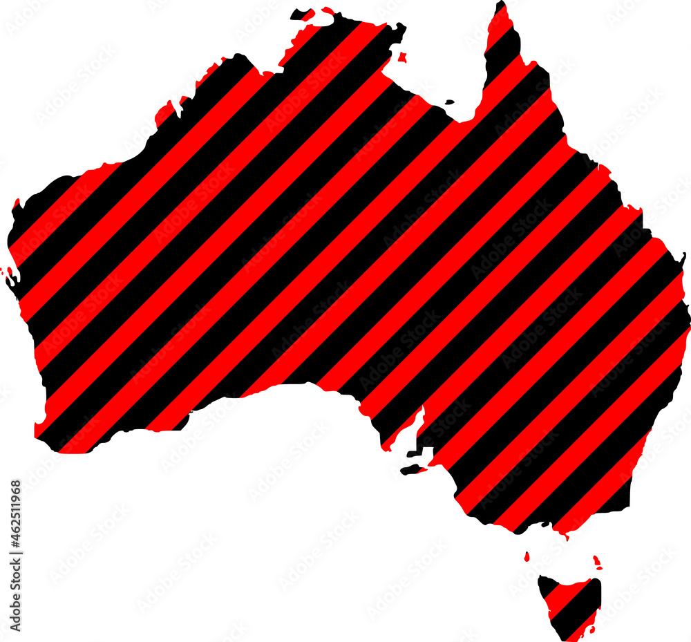 Vector Australia map illustration, red highlighted hatched region ...