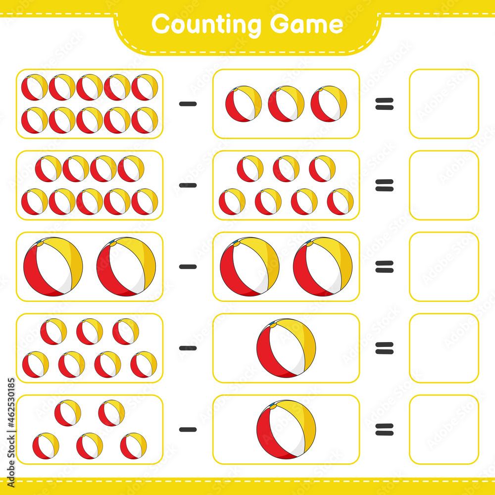 Counting game, count the number of Beach Ball and write the result ...