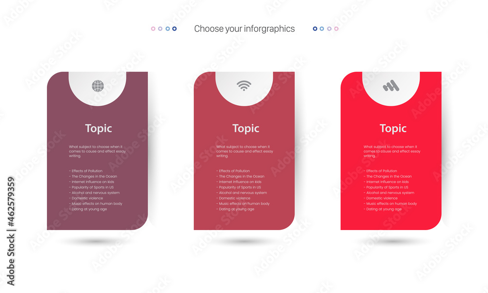 Three Vector Infographic label design with icons and THREE options or ...