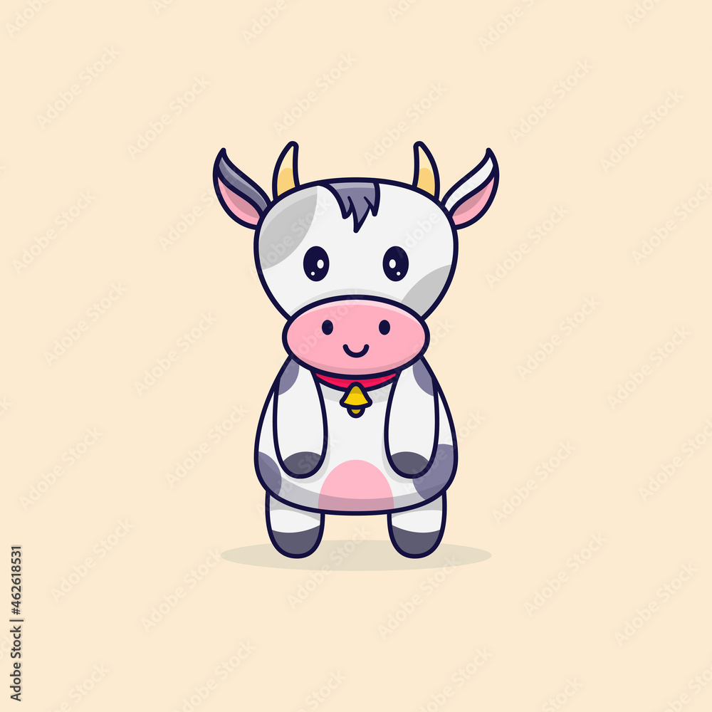 Cute baby cow standing and smile cartoon vector illustration Stock ...