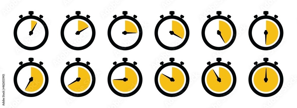 Stopwatch Icon Set Timers Symbol Countdown Timers Icon Cooking Timer Vector Illustration