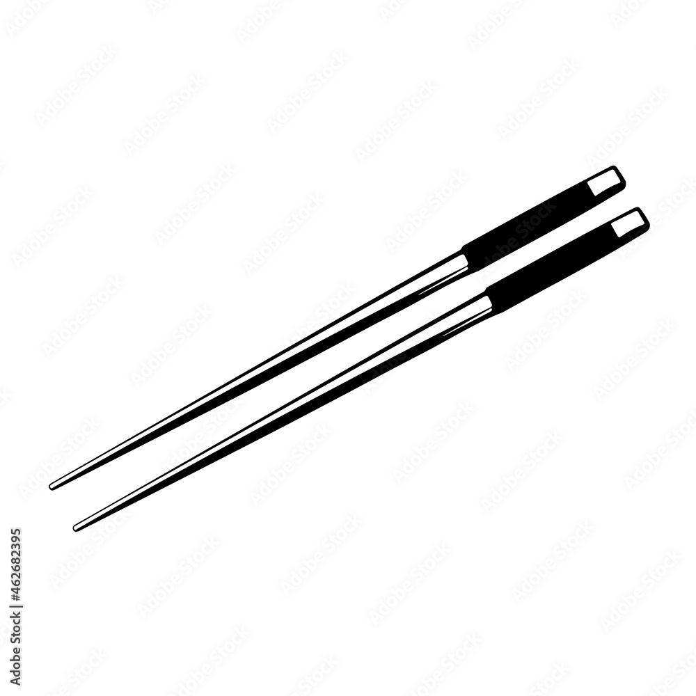 Black and White Chopsticks Vector Illustration Line Art Silhouette ...