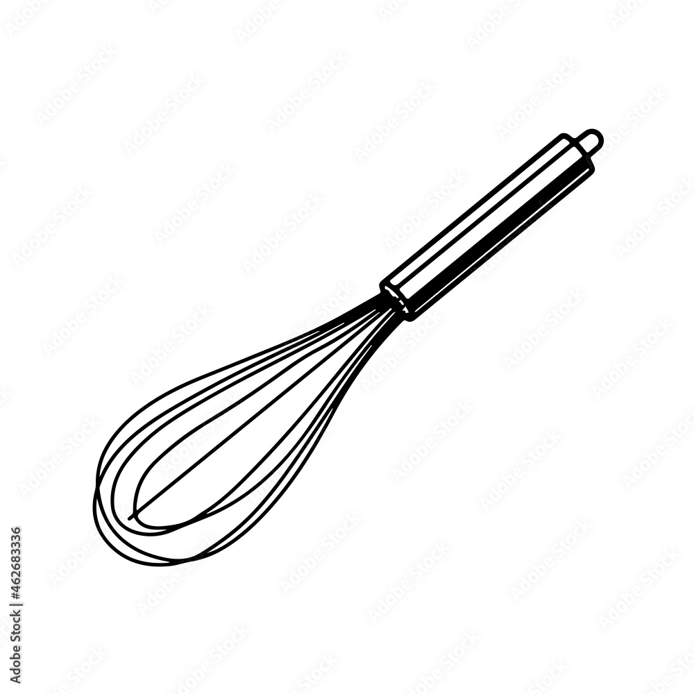 Black and White Whisk Vector Illustration Line Art Silhouette Design ...