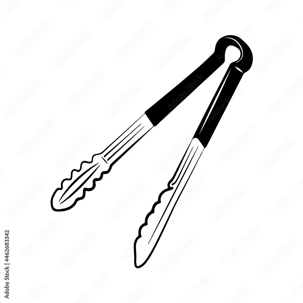 Black and White Tongs Vector Illustration Line Art Silhouette Design ...