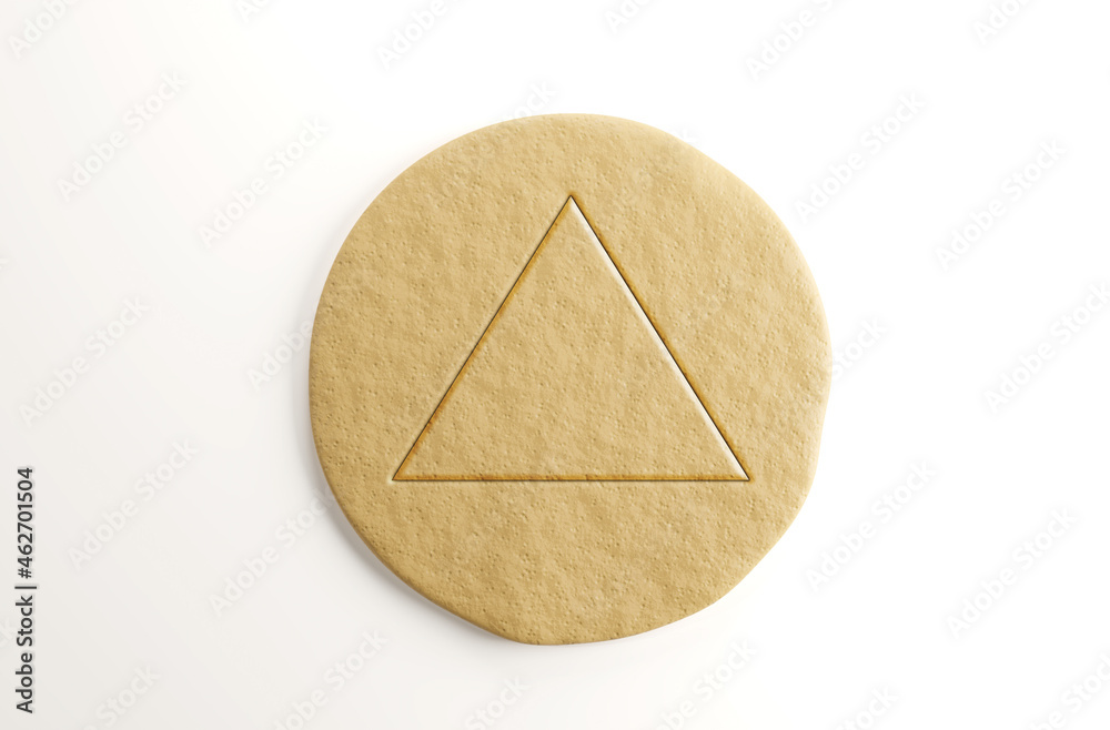 Top view Korean Dalgona used in Squid Game sugar candy on white ...