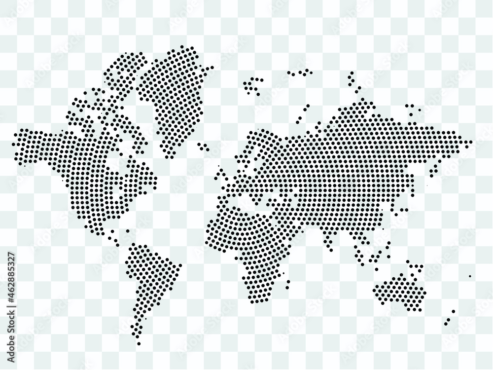 Abstract black map of World - planet dots planet, isolated on ...