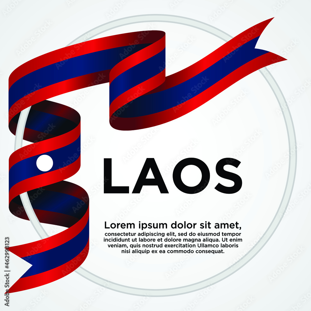 Laos Independence Day, Waving ribbon with Flag of Laos, Template for ...