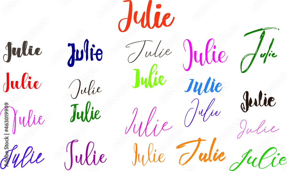 Julie Girl Name in Multiple Font Styles Typography Text Stock Vector ...