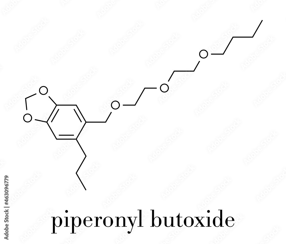 Piperonyl butoxide (PBO) pesticide synergist molecule. Increases ...