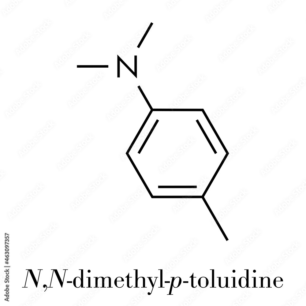 Vetor N,N-dimethyl-p-toluidine (DMPT) molecule. Commonly used as ...