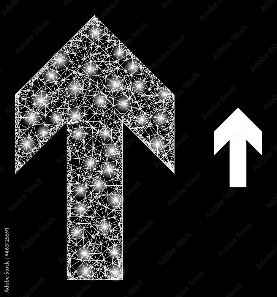 Glossy mesh vector up arrow direction with glow effect. White mesh ...