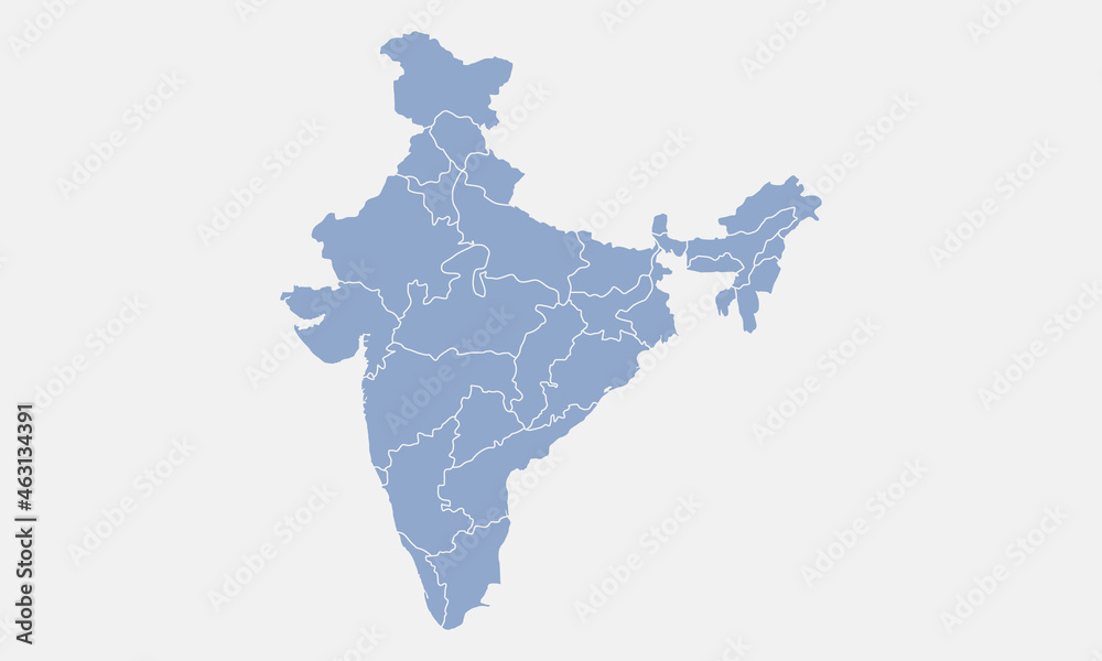India map isolated on white background. India map with states. Indian ...
