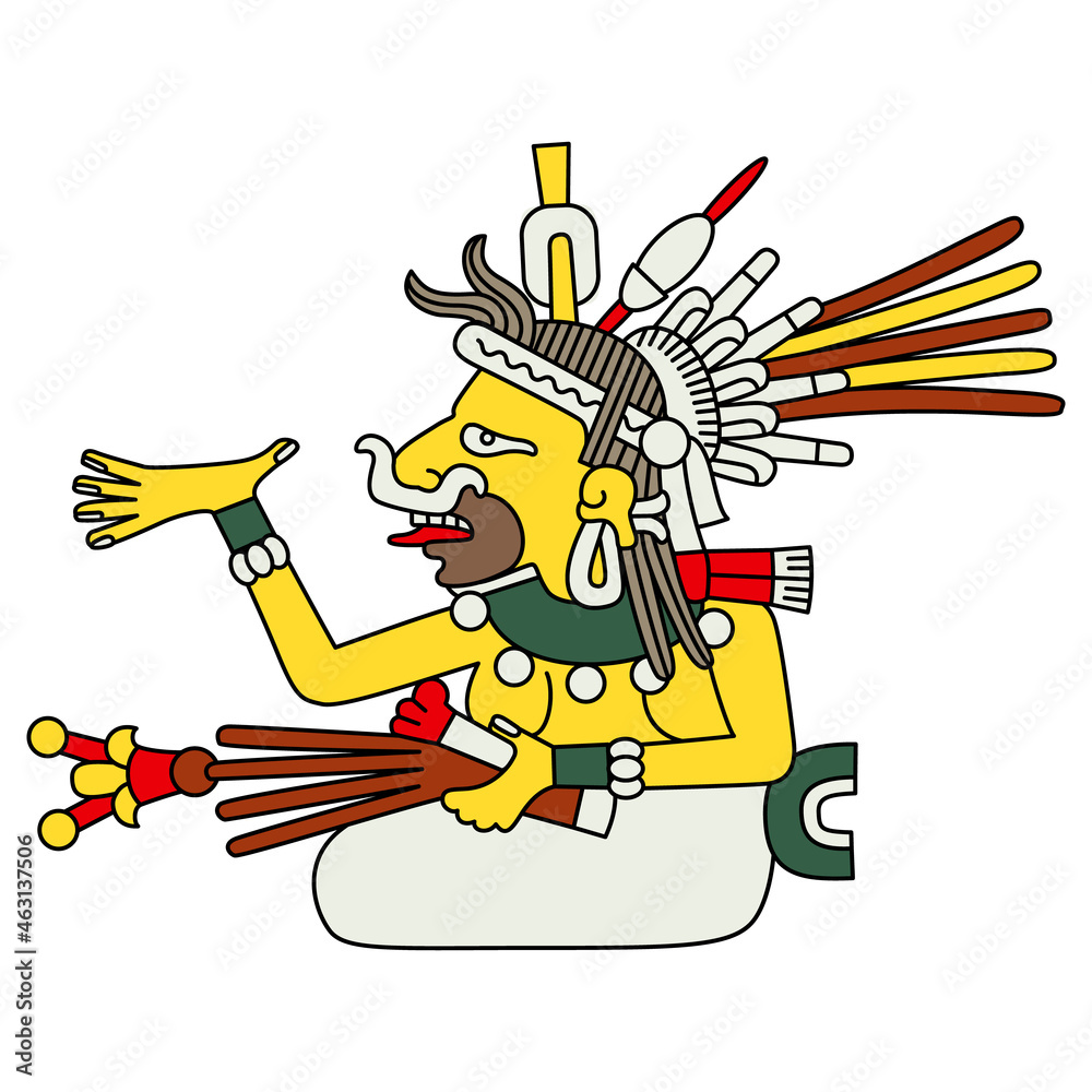 Aztec goddess. Native American art from Mexican codex. Indigenous ...