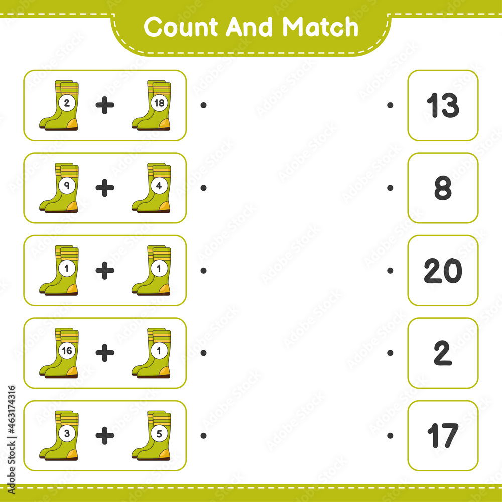 Count and match, count the number of Rubber Boots and match with the ...