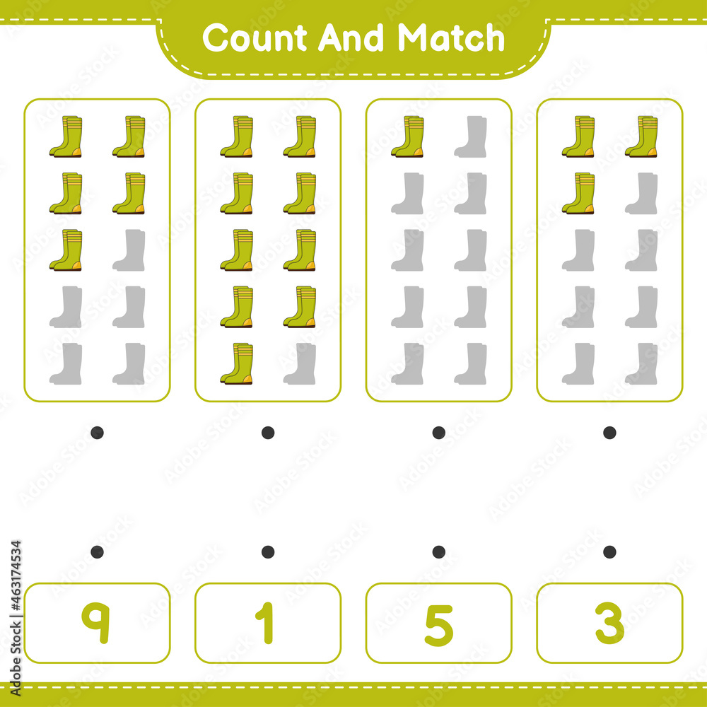 Count and match, count the number of Rubber Boots and match with the ...