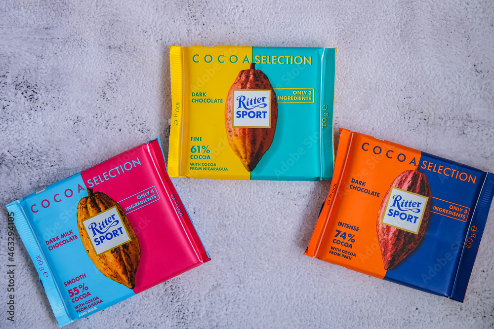Kiev Ukraine - October 2021 COCOA SELECTION taste. Dark natural ...