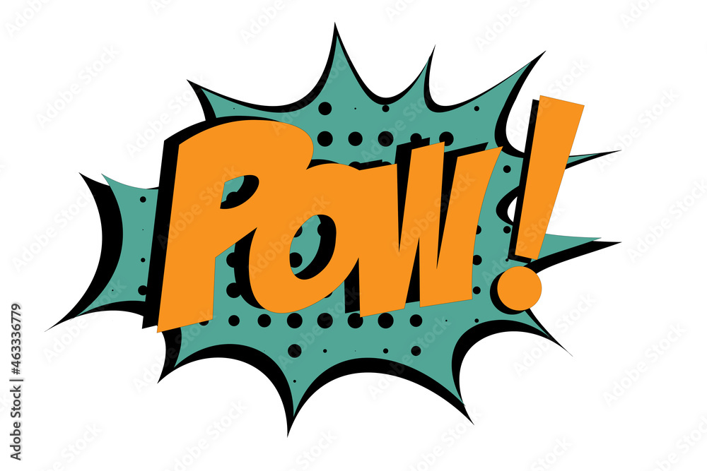 POW Comic lettering Vector cartoon illustration in retro pop art style ...