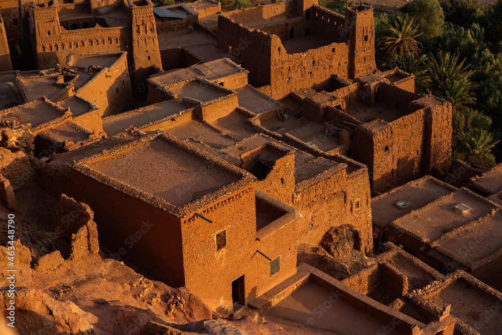 Kasbah Ait ben Haddou in Morocco. Fortres and traditional clay houses ...