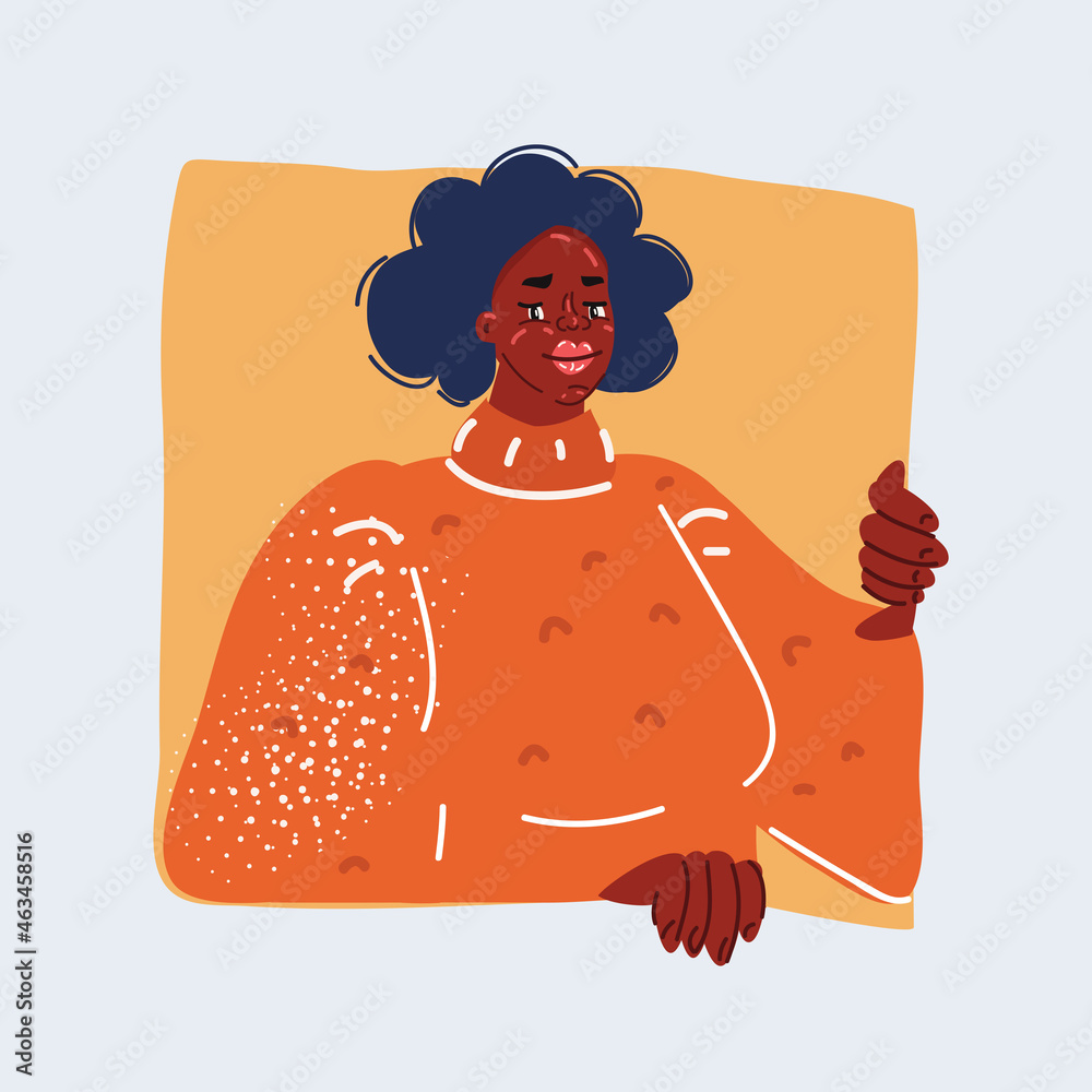 Vector illustration of Portrait of black woman appears from square ...