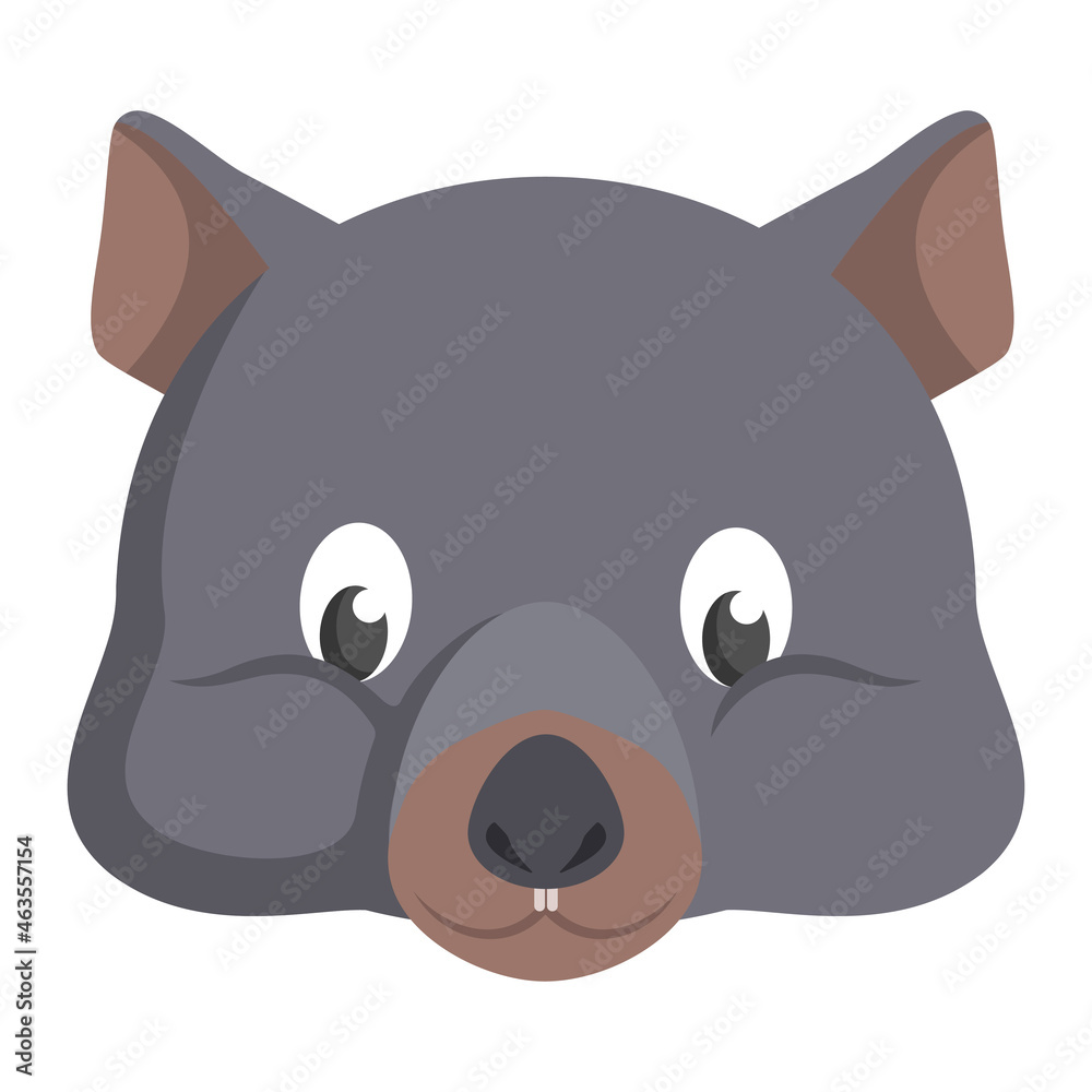 Wombat face front view. Animal head in cartoon style. Stock Vector ...