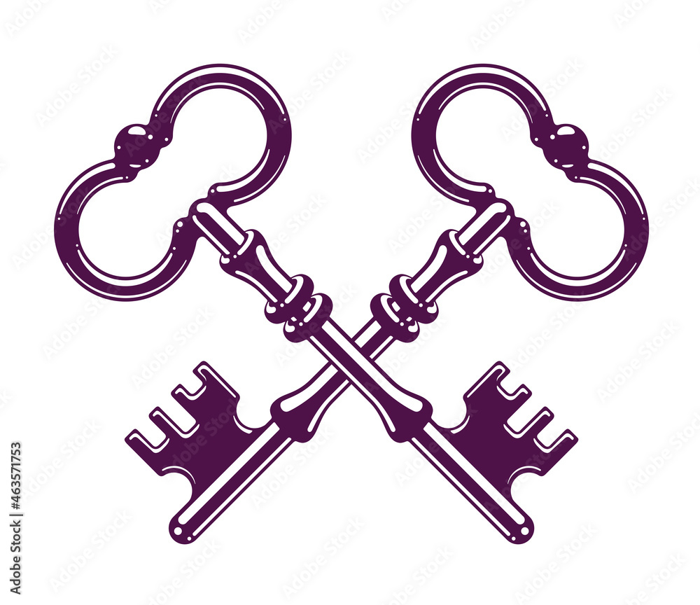 Crossed keys, protected secret, electronic data protection, keys to ...