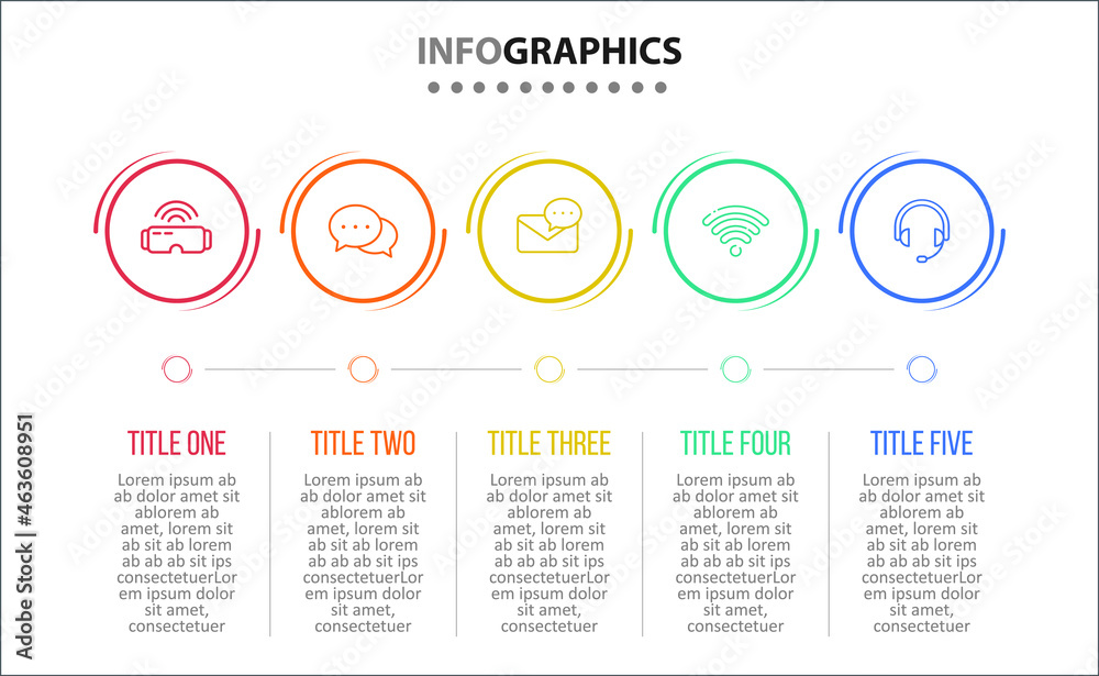 Vector Infographic design with icons. 5 options or 5 steps. process diagram, flow chart, info ...
