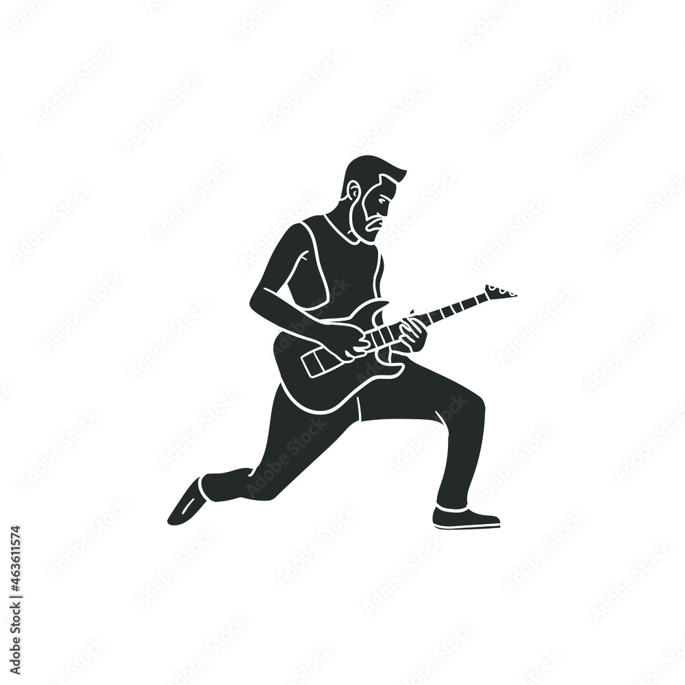 Guitarist Icon Silhouette Illustration. Guitar Musician Vector Graphic ...