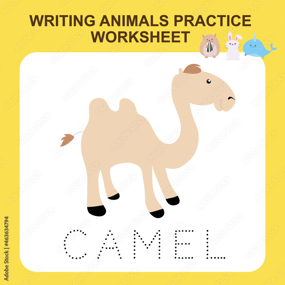 Writing animals practice worksheet. Educational printable worksheet ...
