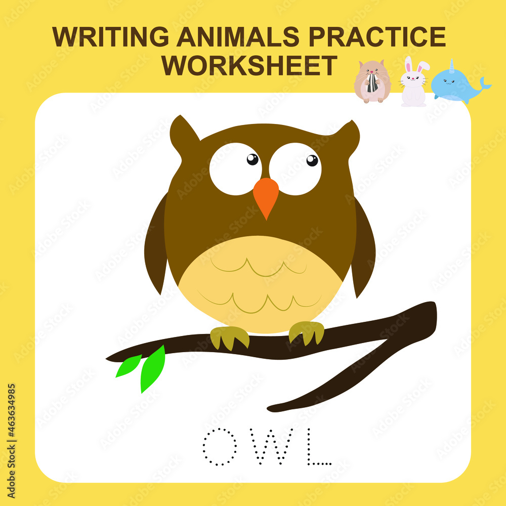Writing animals practice worksheet. Educational printable worksheet ...