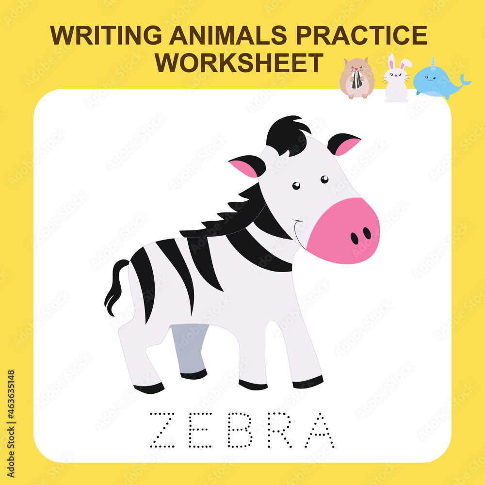 Writing animals practice worksheet. Educational printable worksheet ...