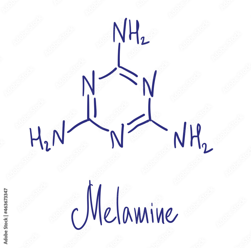 Melamine chemical structure. Vector illustration Hand drawn. Stock ...