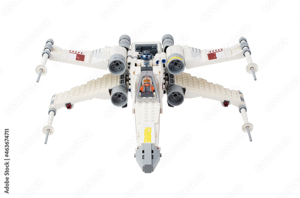 Lego Star Wars. Classic X-wing starfighter isolated on white background ...
