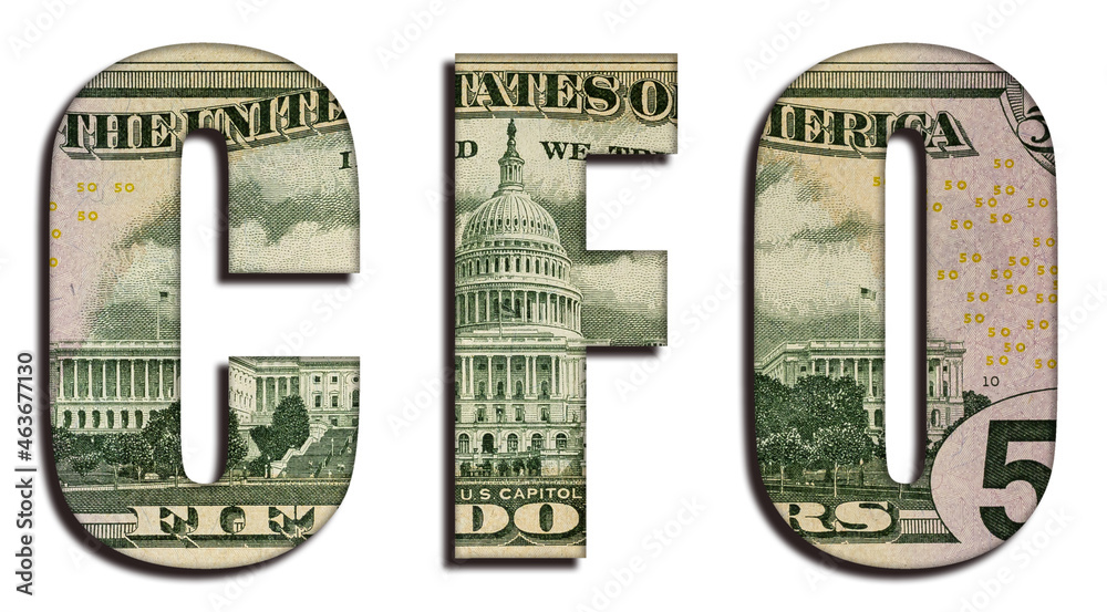 CFO Chief Financial Officer Abbreviation Word 50 US Real Dollar Bill ...