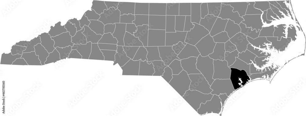 Vector de Stock Black highlighted location map of the Onslow County ...