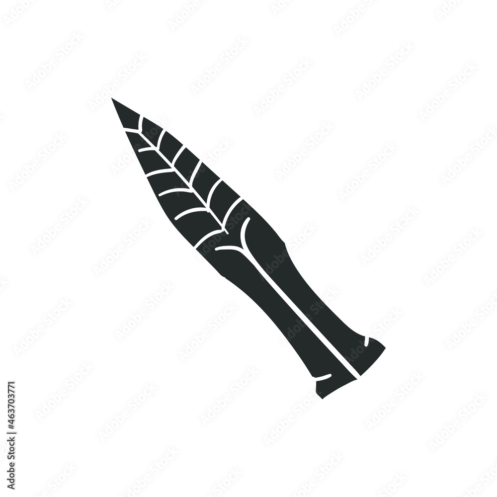 Stone Flint Icon Silhouette Illustration. Prehistoric Weapons Vector ...