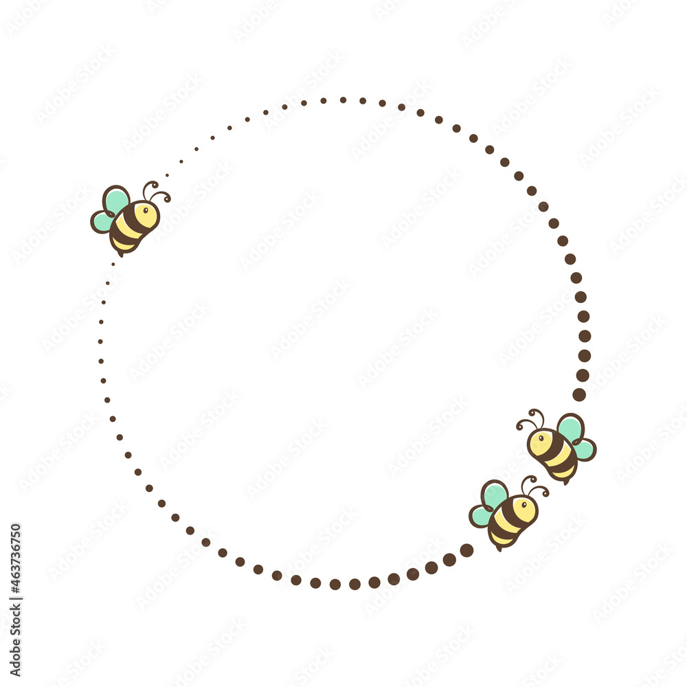 Flying honey bee circle frame vector clipart design Stock Vector ...