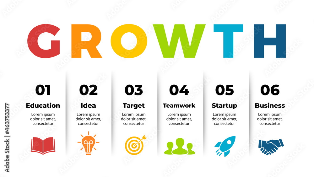 Growth infographic. Presentation slide template. Paper diagram chart ...