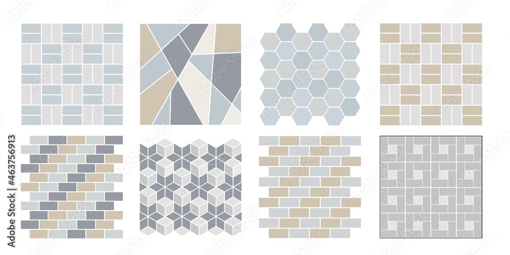 Vector de Stock Tile pavements top view. Set of vector street, path ...