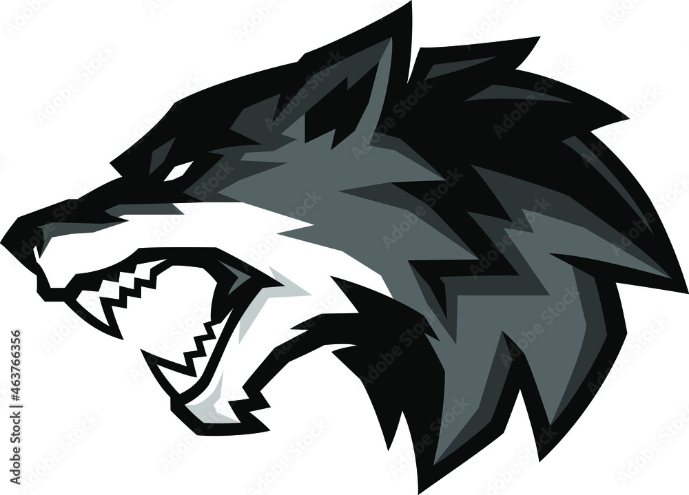 Edgy Design Head of Aggressive Wolf Stock Vector | Adobe Stock