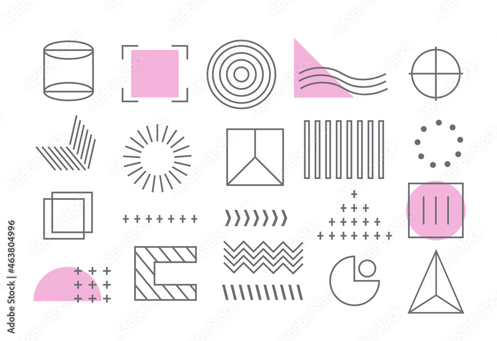 Element shapes set isolated on white background. Element shapes for app ...