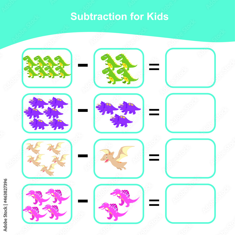 Counting math game for preschool children. Subtraction math games with ...
