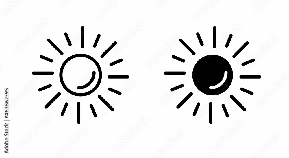 Brightness Icon, Intensity Setting Vector. Sun with rays icon Stock ...