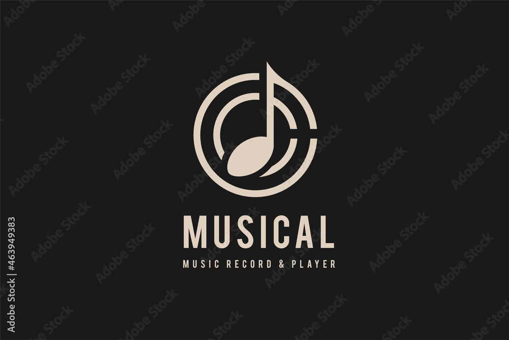 music logo design template , music note isolated circle vector logo ...