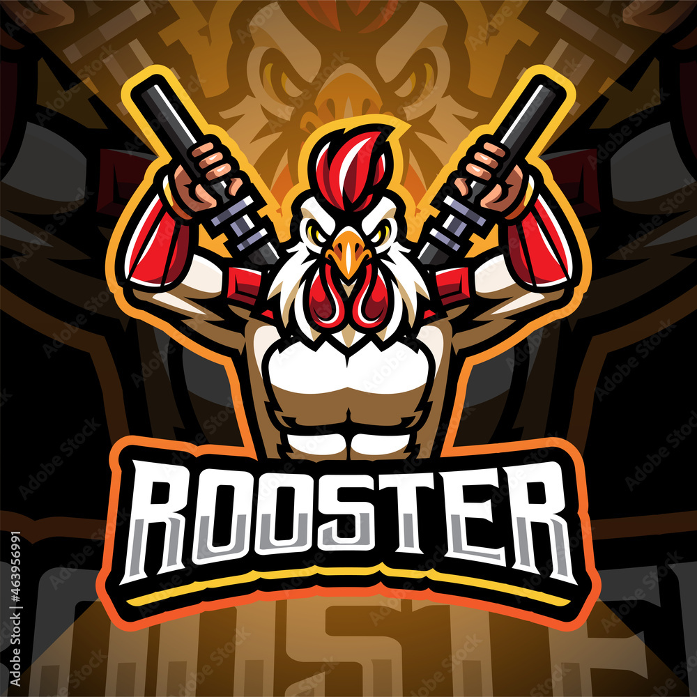 Ninja rooster esport mascot logo design Stock Vector | Adobe Stock