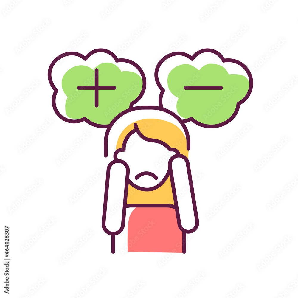 Consternation and perplexity RGB color icon. Indecision and numbness ...