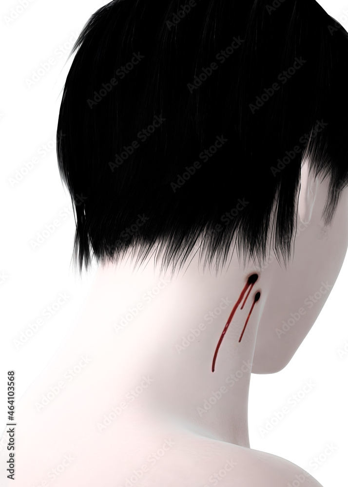 Blood dripping down the neck of pale skin dark haired woman. The latest ...