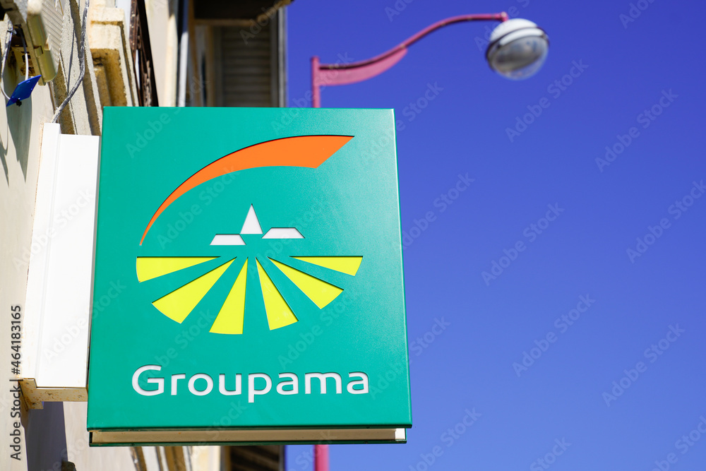 Groupama logo and sign front office brand text french insurance agency ...