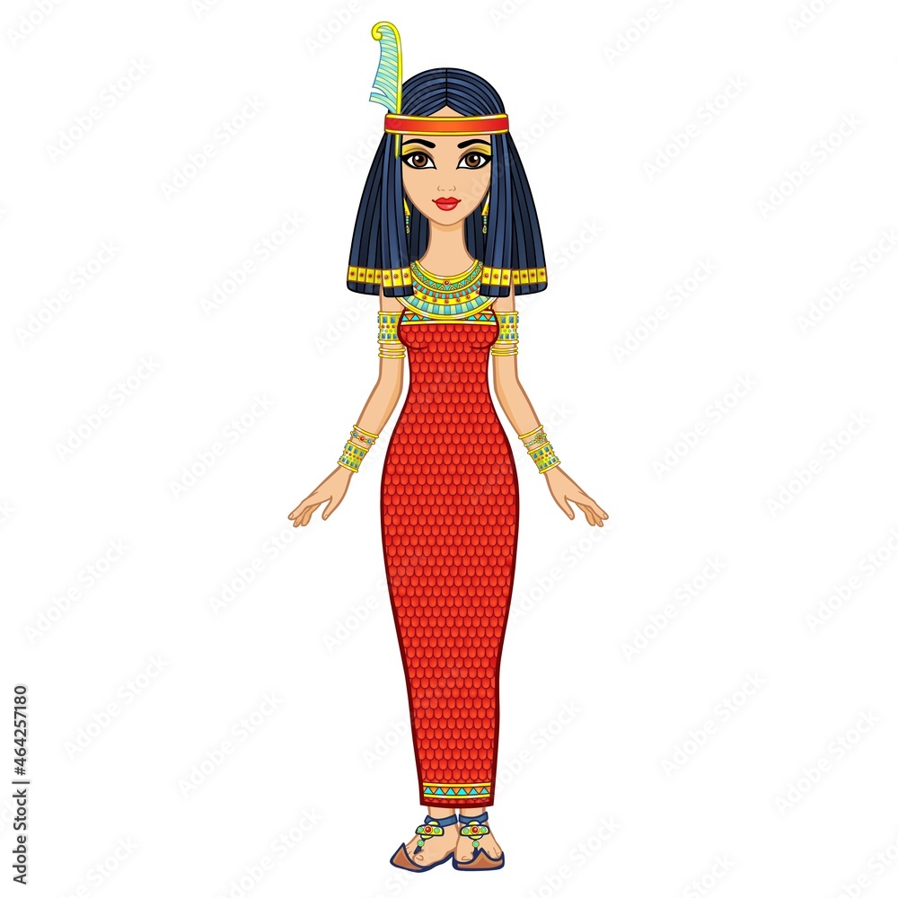 Animation portrait of ancient Egyptian goddess Maat in a wig with a ...