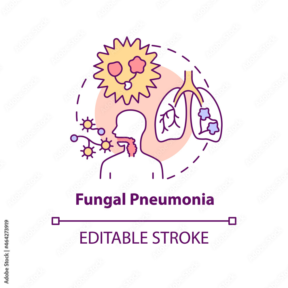 Fungal pneumonia concept icon. Pulmonary inflammation abstract idea ...